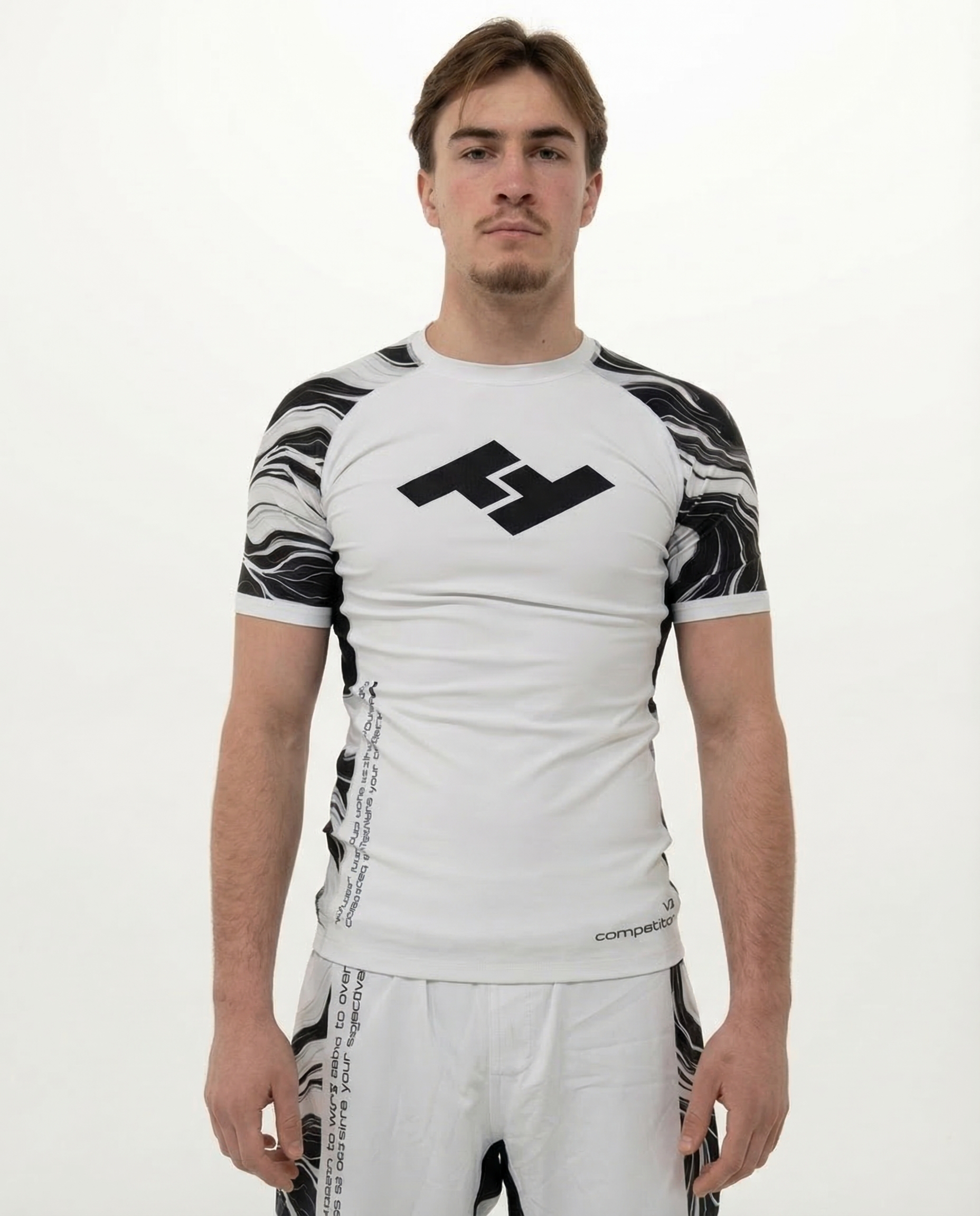 Rashguard JJB/MMA Competitor V2 — Blanc | Hustle Fightwear